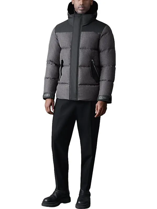 Mackage Quilted Down Jacket With Removable Shearling Bib - Carbon Multi Black