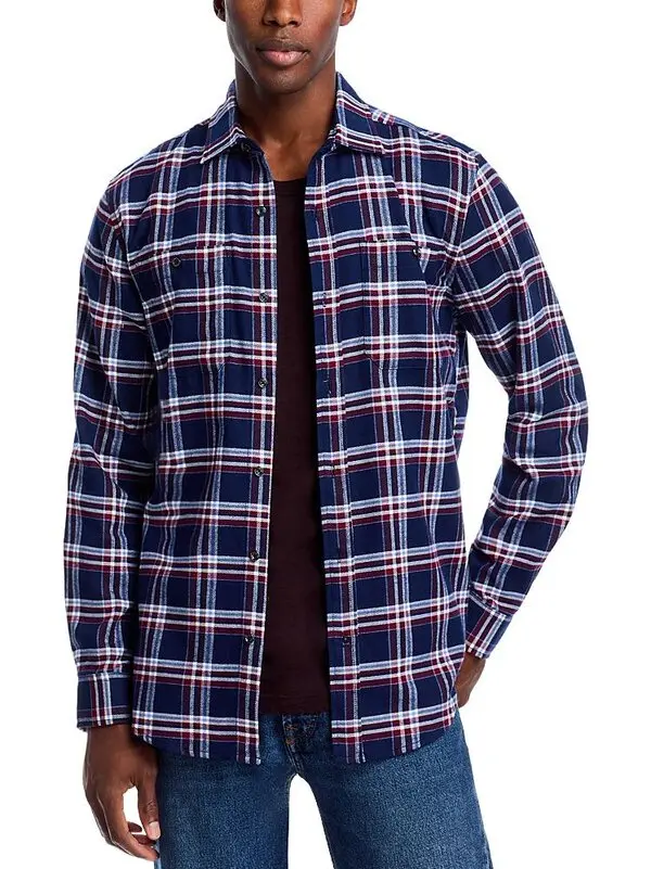 Bloomingdale'S Plaid Flannel Button Down Shirt Exclusive - Navy Burgundy