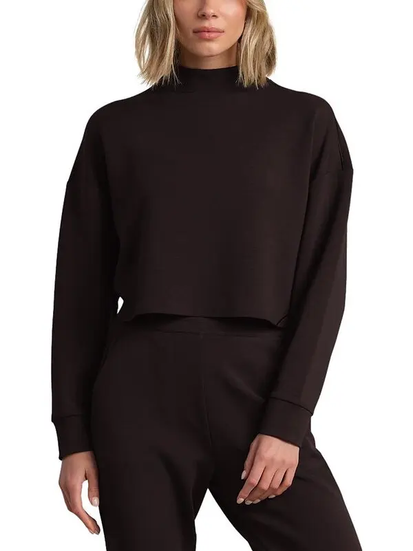 RHONE Dreamglow Cropped Mock Neck Top - Dark Espresso
