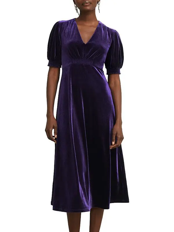 HOBBS LONDON Dormer Velvet Midi Dress - Midnight Purple
