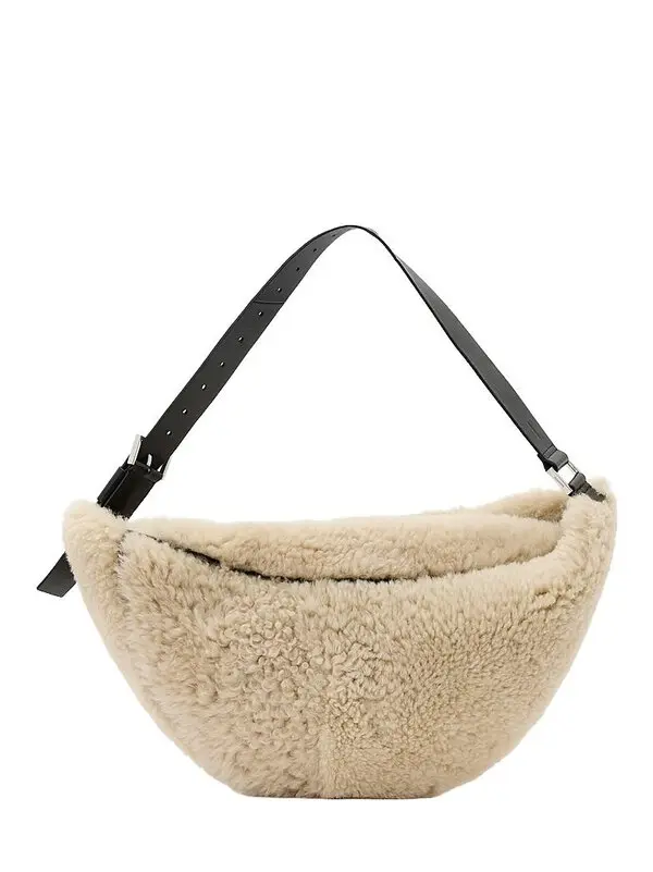 ALLSAINTS Luna Shearling Shoulder Bag - Natural/black