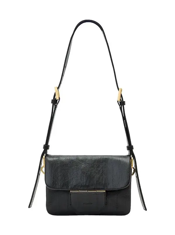 ALLSAINTS Jupiter Eel Embossed Leather Crossbody - Black