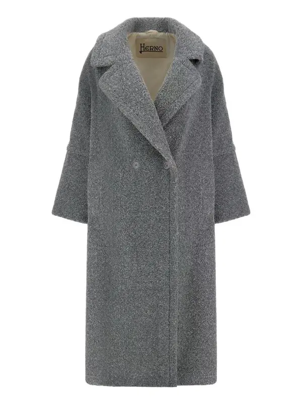 Herno Double-breasted Fleece Coat - Grey