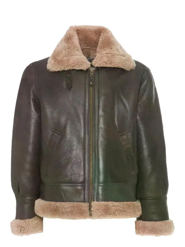 SCHOTT Classic B-3 Leather Jacket With Fur Collar - Brown