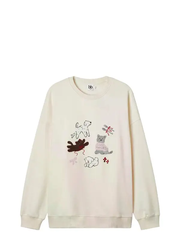 B+AB Embroidered Sweatshirt - Neutrals