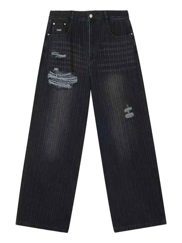 TOUT A COUP Pinstripe Denim - Black