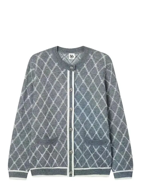 B+AB Argyle-pattern Cardigan - Grey