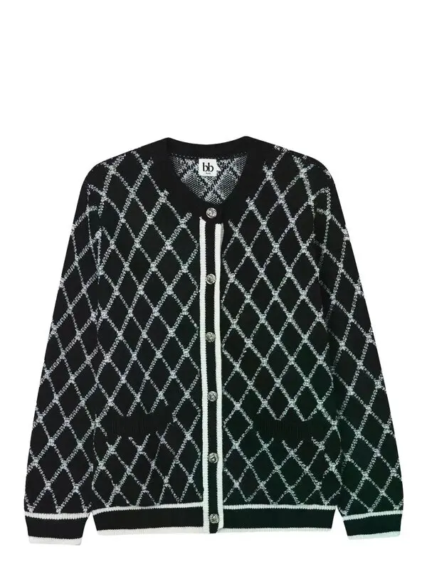 B+AB Argyle-pattern Cardigan - Black