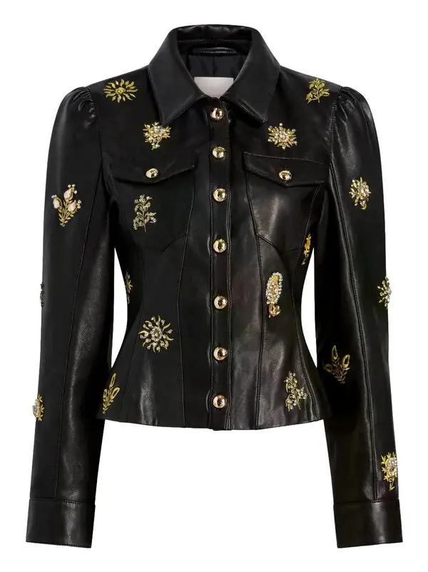 Cinq À Sept Leila Sarita Embellished Leather Jacket - Black