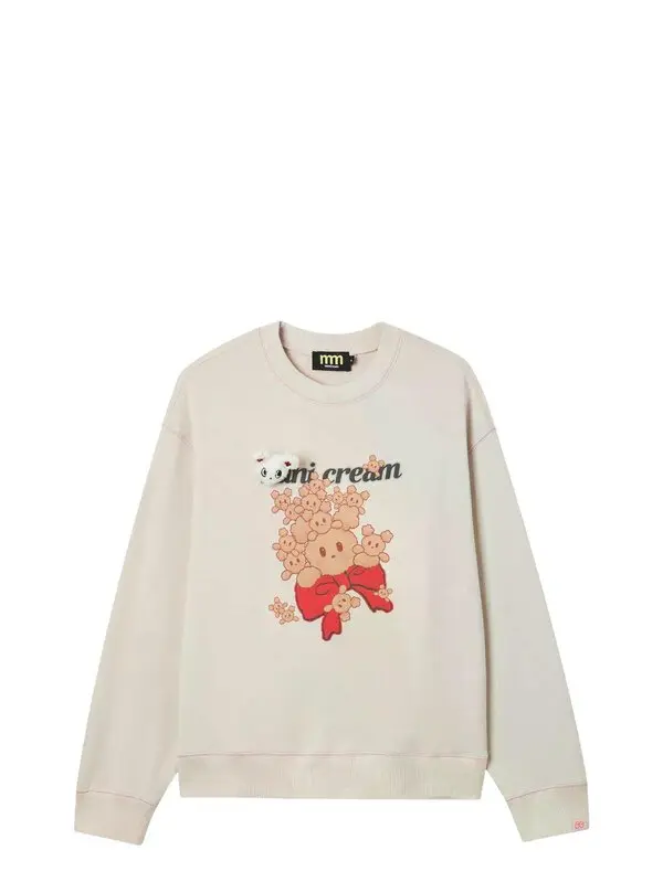 MINI CREAM Appliqué Graphic Sweatshirt - Neutrals