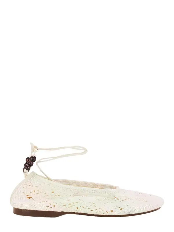 ALOHAS Beaded Lace-up Rosemary Ballerinas - Neutrals