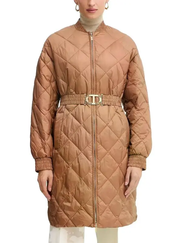 TWINSET Quilted Belted Jacket - Brown