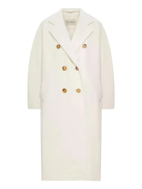 Max Mara Madame 101801 Double-breasted Wool Coat - White