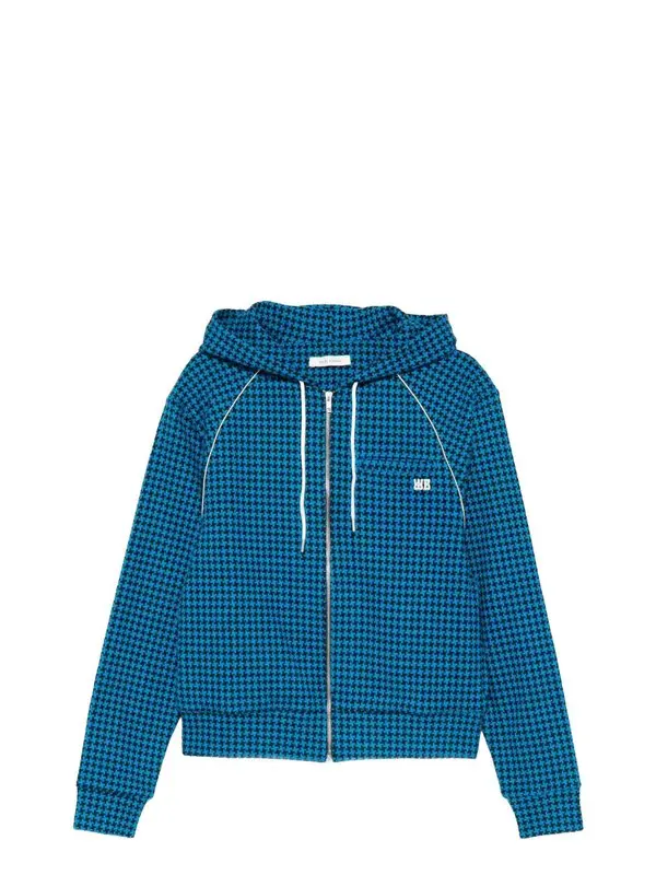 WALES BONNER Patterned Zip-up Hoodie - Blue