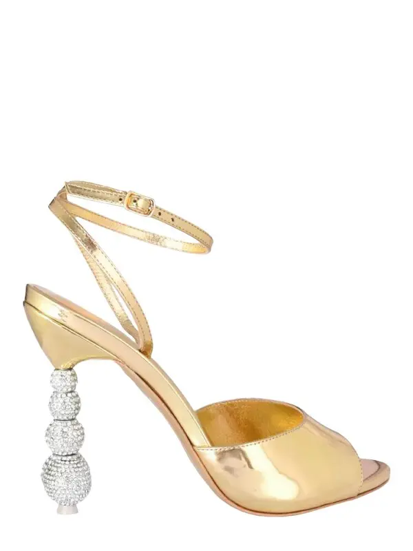 SOPHIA WEBSTER 100mm Natalia Crystal-heeled Sandals - Gold