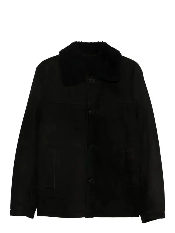 SALVATORE SANTORO Shearling-collar Coat - Black