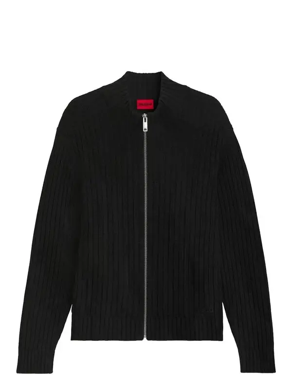Hugo Ribbed Cotton Cardigan - Black