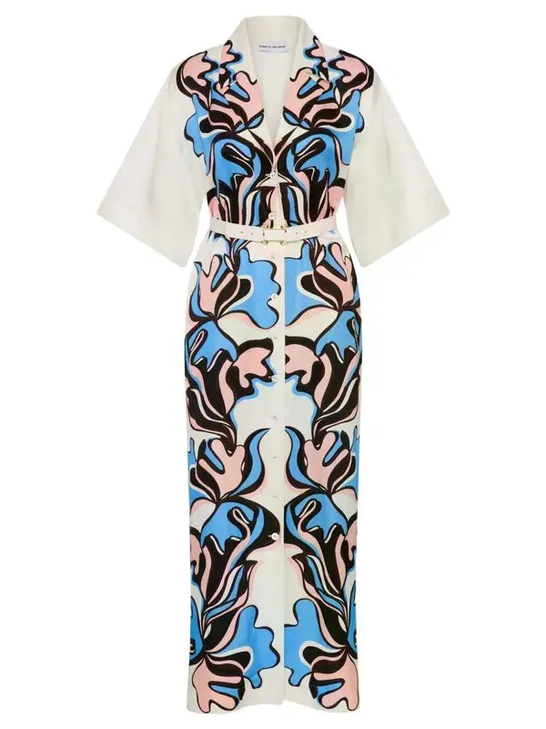 Rebecca Vallance Buttoned Floral Print Midi Dress - White