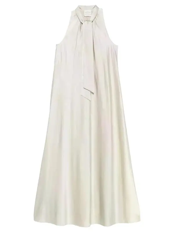FORTE_FORTE Tie-neck Maxi Dress - White