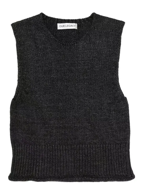 Our Legacy Ribbed Knitted Tank Top - Black