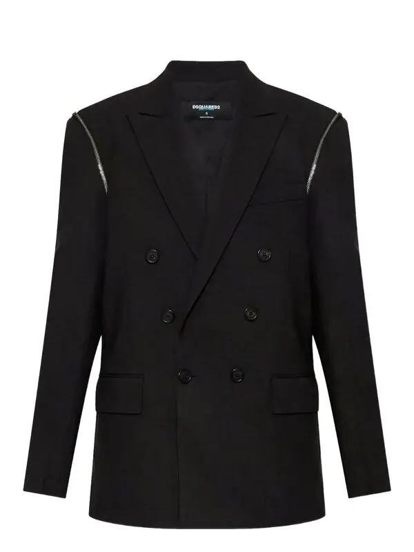 Dsquared2 Double-breasted Blazer With Decorative Zip Detail - Black