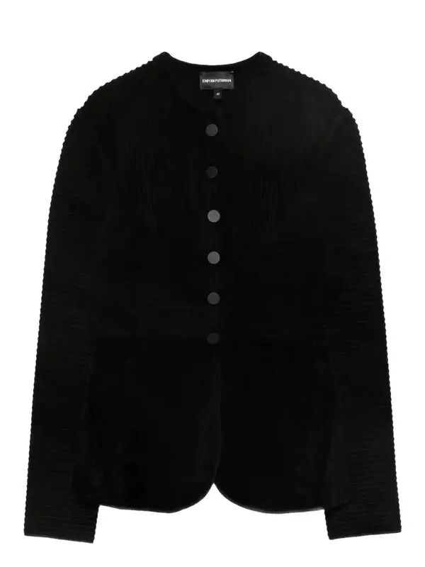 Emporio Armani Buttoned Textured Jacket - Black