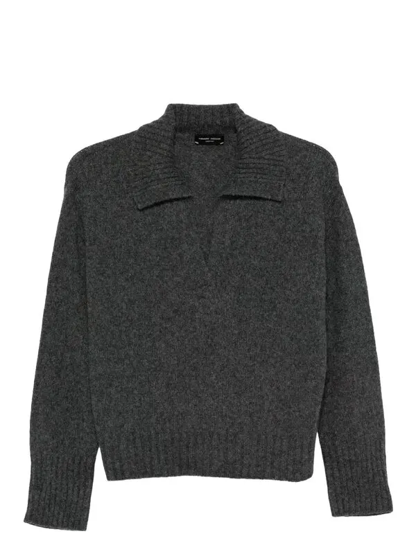 ROBERTO COLLINA Mélange-effect Polo Jumper - Grey