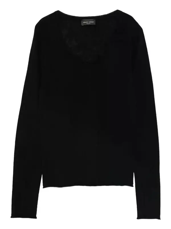 ROBERTO COLLINA V-neck Jumper - Black
