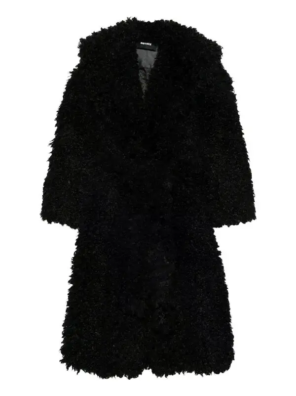 Remain Birger Christensen Long-sleeved Faux Fur Coat - Black