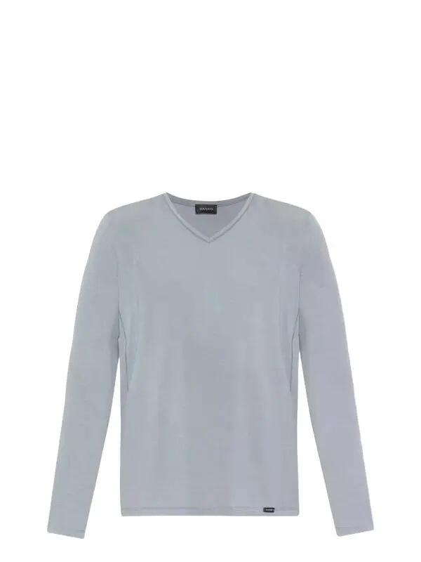 Hanro Long-sleeve V-neck Lounge T-shirt - Grey