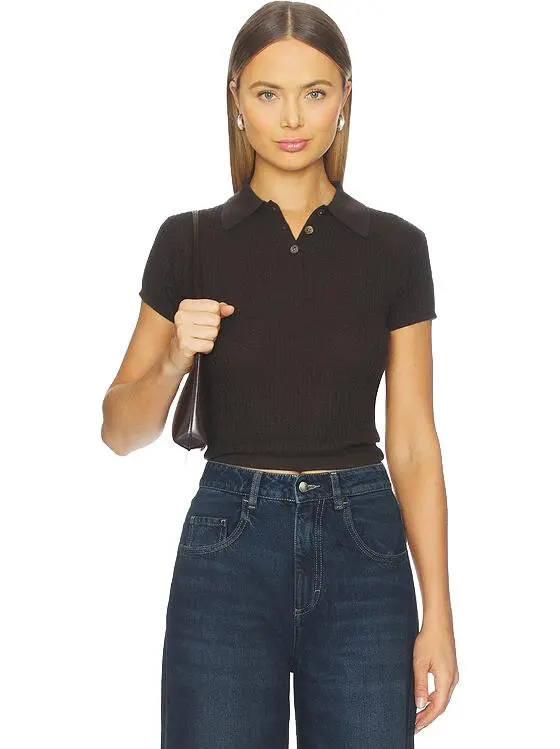 Guest In Residence Shrunken Polo Top - Chocolate