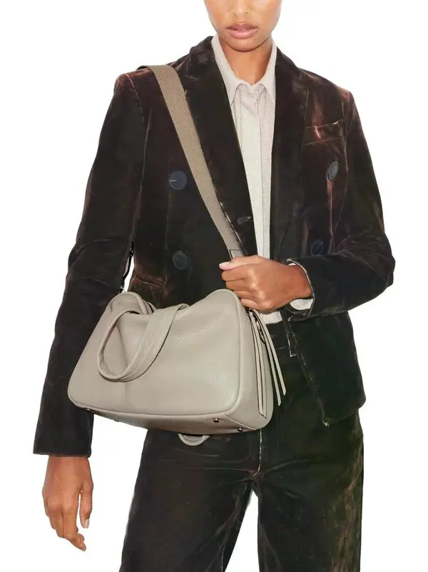 Tory Burch Leather Zip Tote - Grey