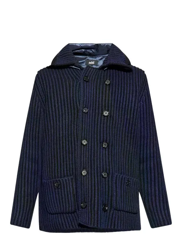 Add Striped Double-breasted Jacket - Blue