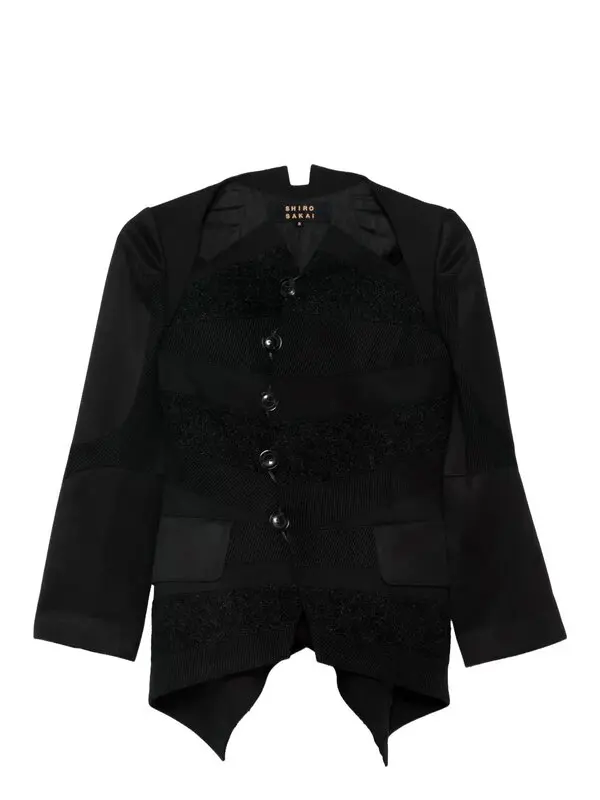 SHIRO SAKAI Textured Buttoned Jacket - Black