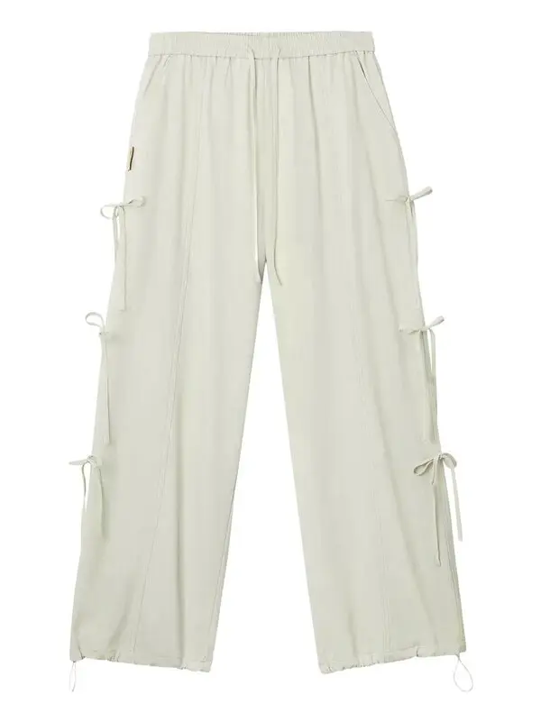 MINI CREAM Tie-detail Trousers - Neutrals