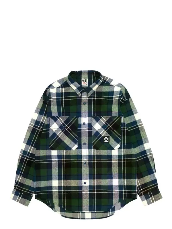 AAPE BY *A BATHING APE® Hooded Plaid Shirt - Green