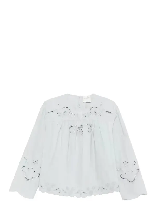 FORTE_FORTE Embroidered Scalloped Blouse - Blue