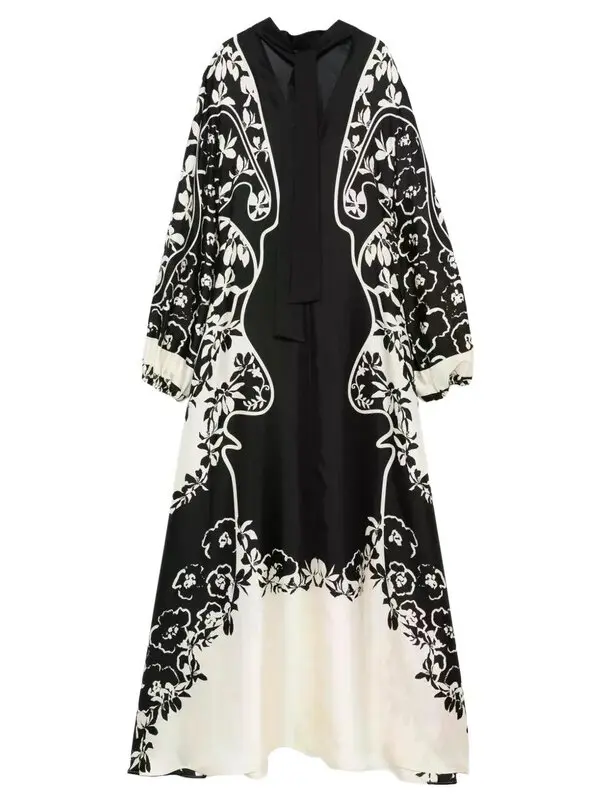 Raquel Diniz Floral-print Long Sleeve Dress - Black