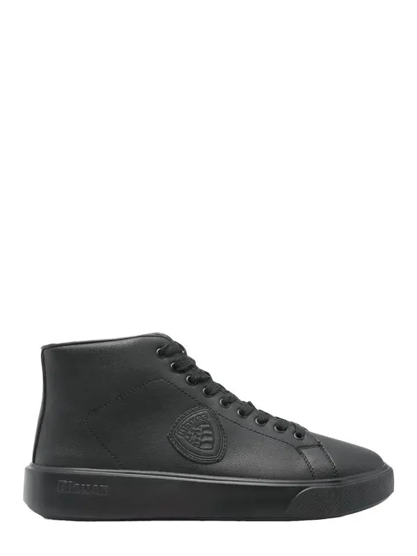 BLAUER. Zipped Leather High-top Sneakers - Black