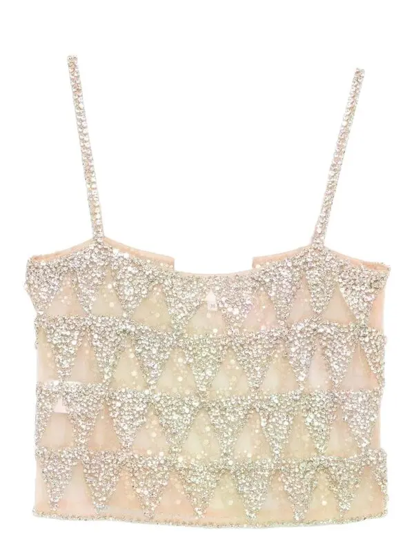 Costarellos Crystal-embellished Top - Neutrals