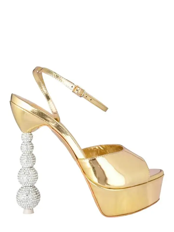 SOPHIA WEBSTER 140mm Natalia Crystal Platform Sandals - Gold