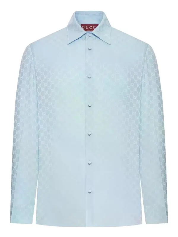 Gucci Gg Jacquard Silk Shirt - Blue