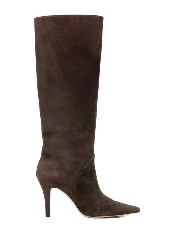 Lola Cruz Suede Knee-high Stiletto Boots - Brown