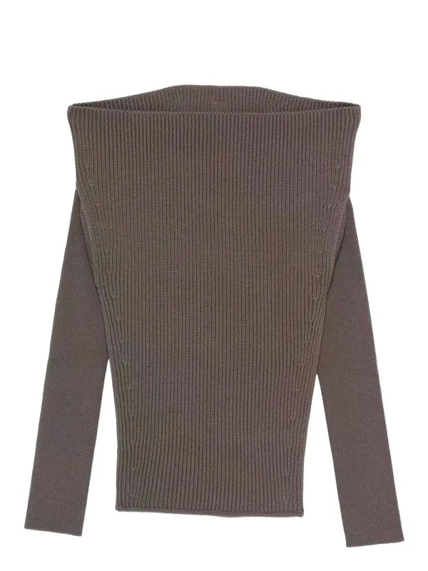 Rick Owens Off-the-shoulder Ribbed Sweater - Brown