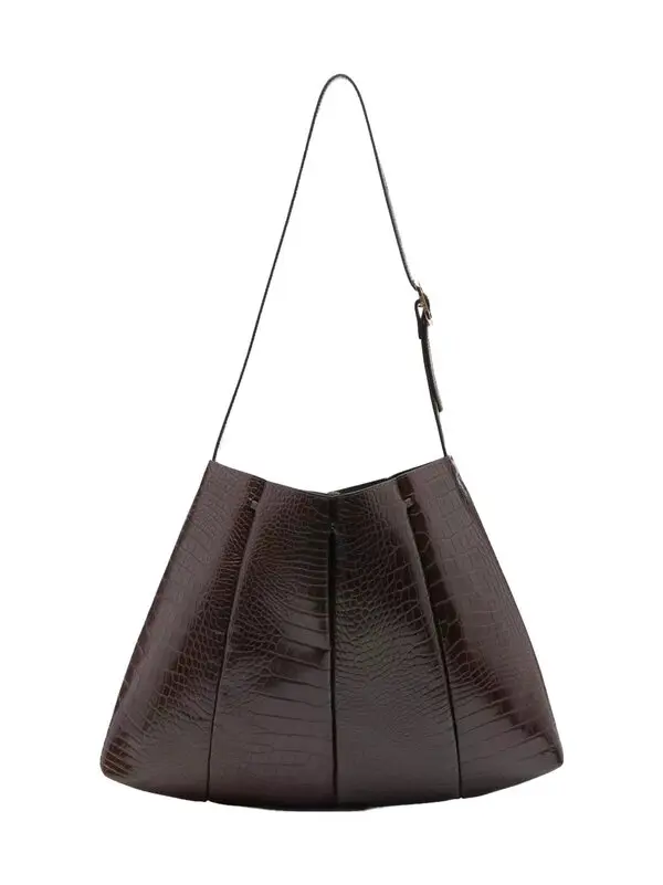 THEMOIRE Crocodile-embossed Shoulder Bag - Brown
