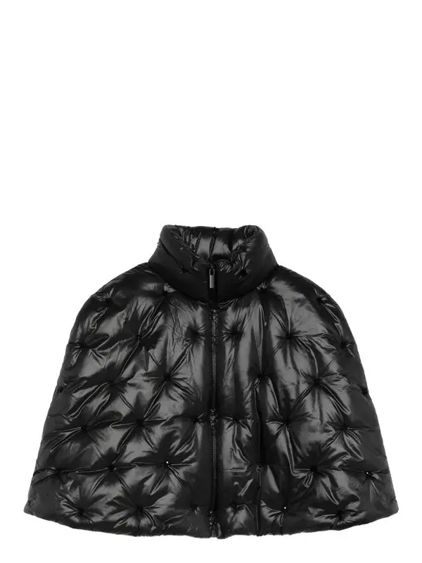 Amen Quilted Zip-up Cape - Black