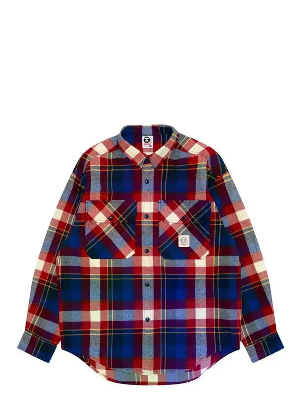 AAPE BY *A BATHING APE® Hooded Plaid Shirt - Blue
