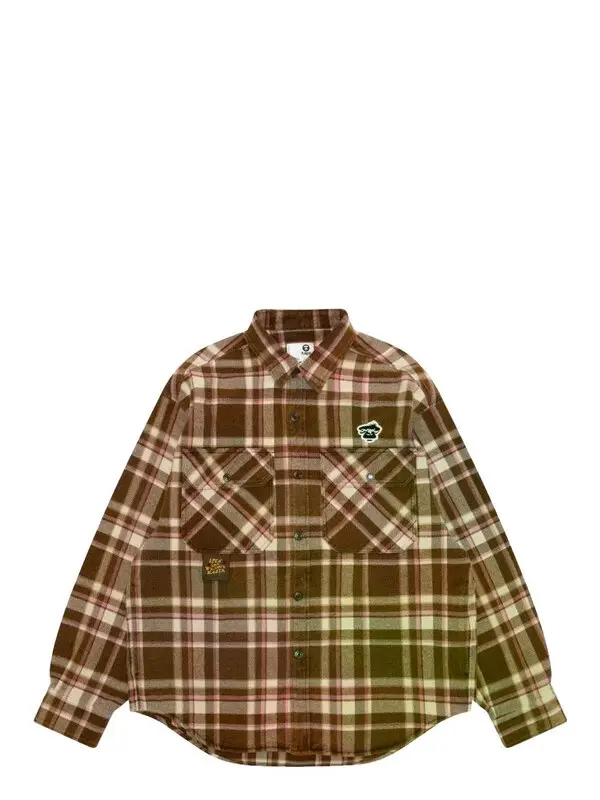 AAPE BY *A BATHING APE® Plaid Pocket Shirt - Brown