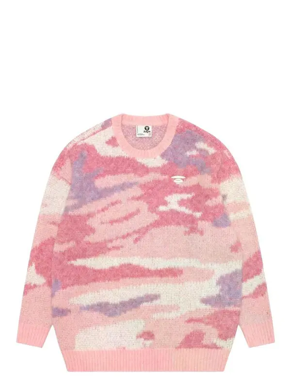 A BATHING APE Embroidered Camouflage Sweater - Pink