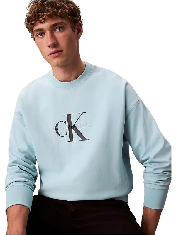 Calvin Klein Premium Terry Monogram Logo Relaxed Sweatshirt - Stratosphere